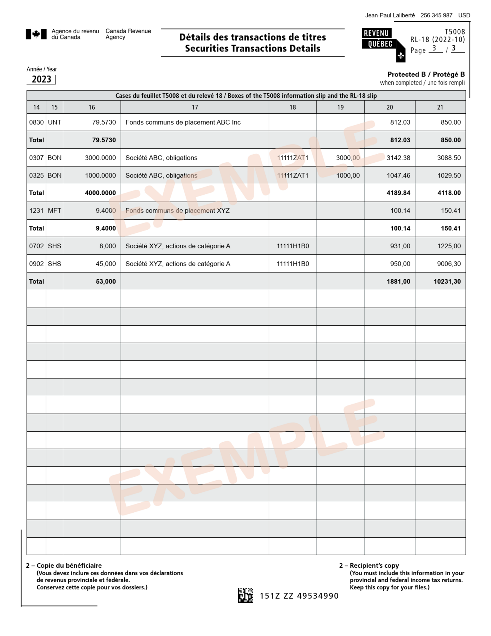 RL-18 slip and consolidated T5008/RL-18 | Revenu Québec