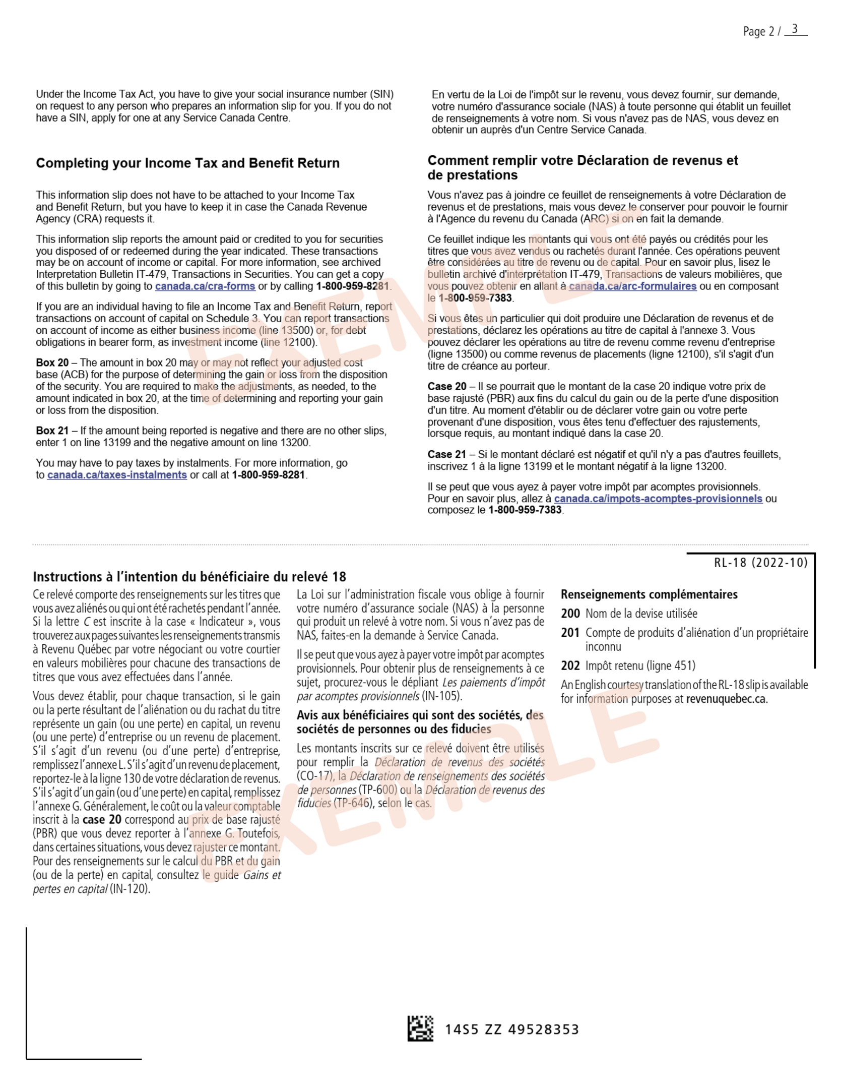 RL-18 slip and consolidated T5008/RL-18 | Revenu Québec