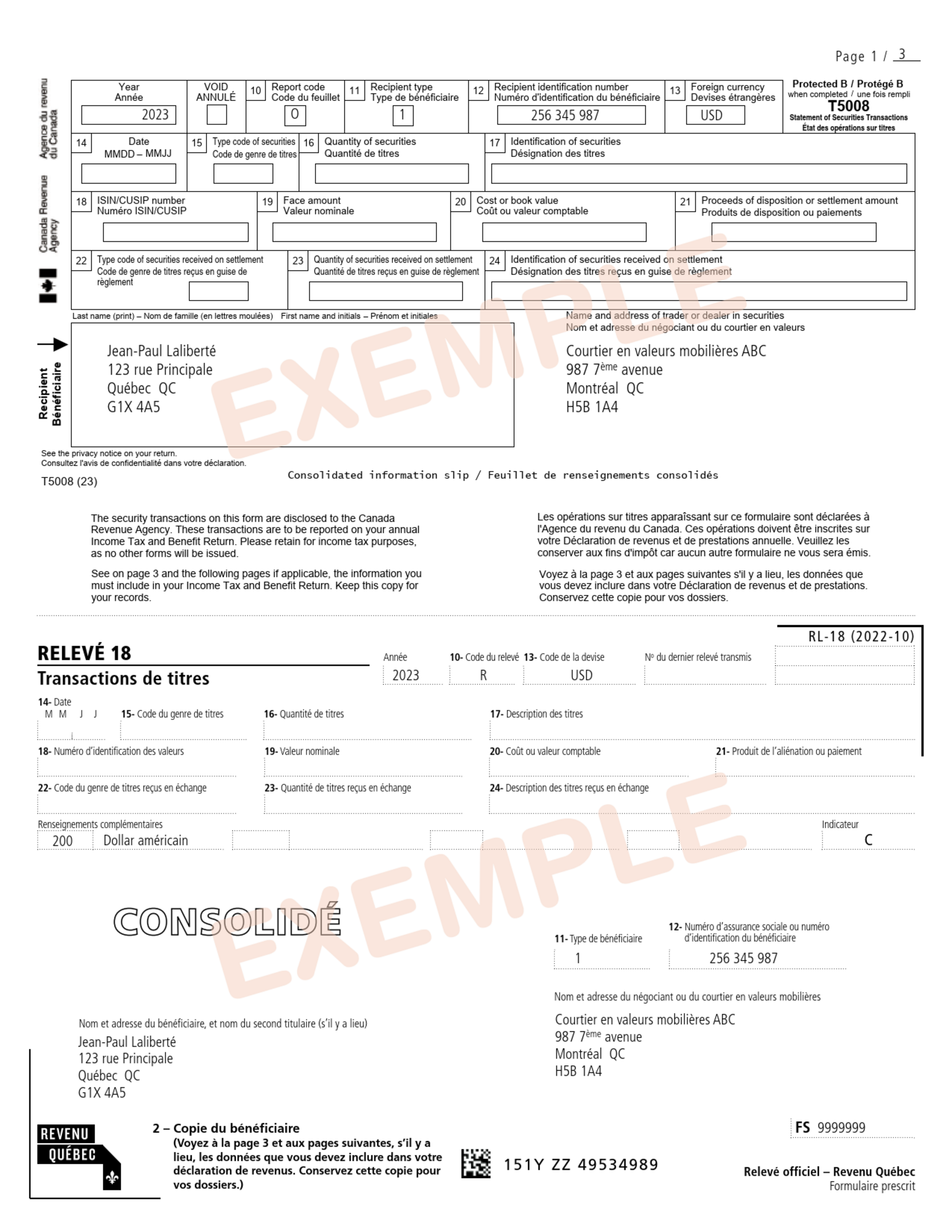 Information relevé 18 et T5008/RL-18 consolidé | Revenu Québec